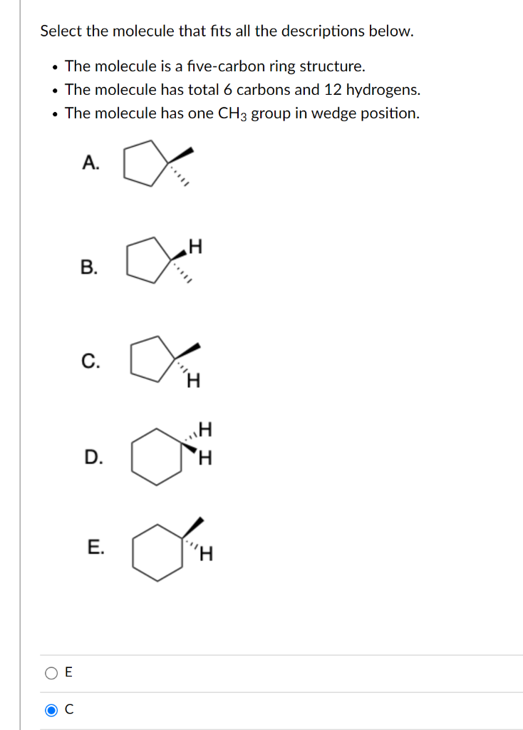 Solved Select the molecule that fits all the descriptions | Chegg.com