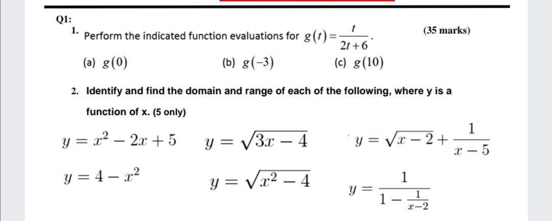 Solved Q1: 1. (35 marks) Perform the indicated function | Chegg.com