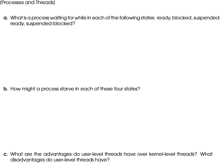 Solved (Processes and Threads) a. What is a process waiting | Chegg.com