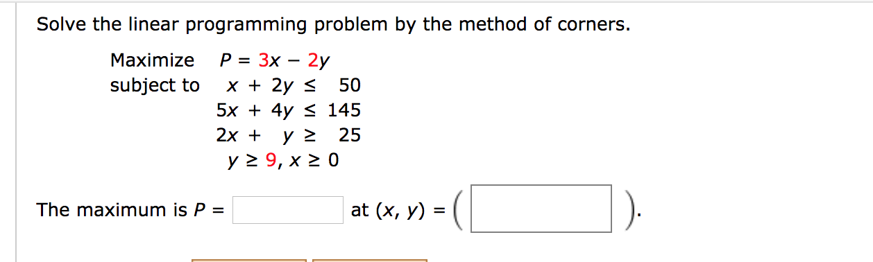 Solved Solve the linear programming problem by the method of | Chegg.com
