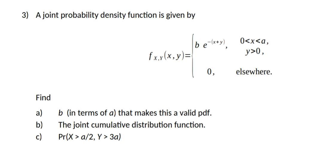 Solved 3) A joint probability density function is given by | Chegg.com