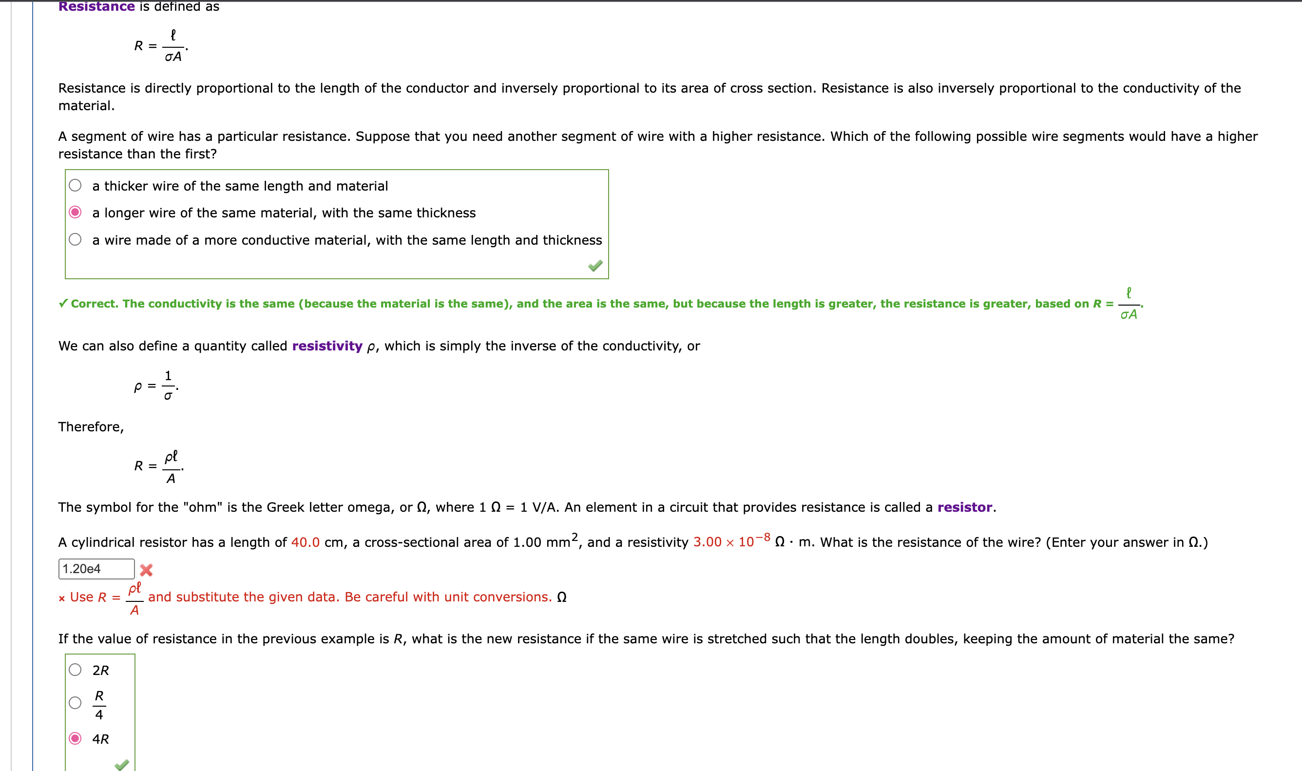 Solved Resistance is defined as R=σAℓ material. resistance | Chegg.com