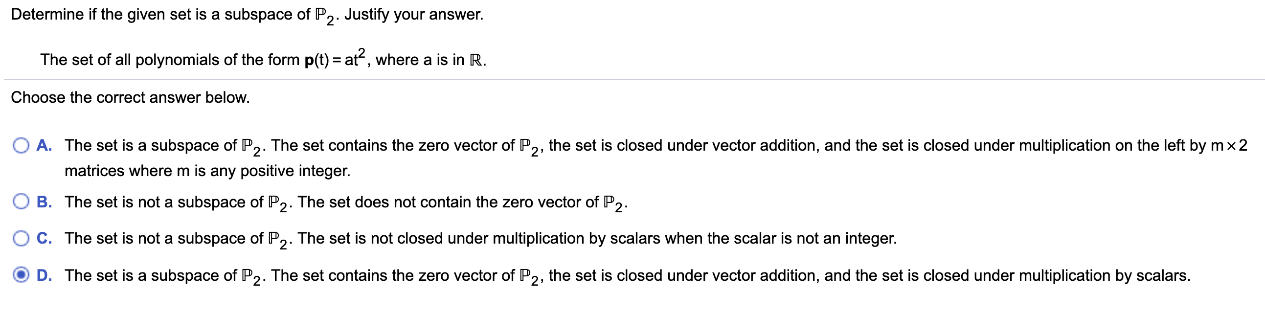 Solved Determine if the given set is a subspace of P,. | Chegg.com