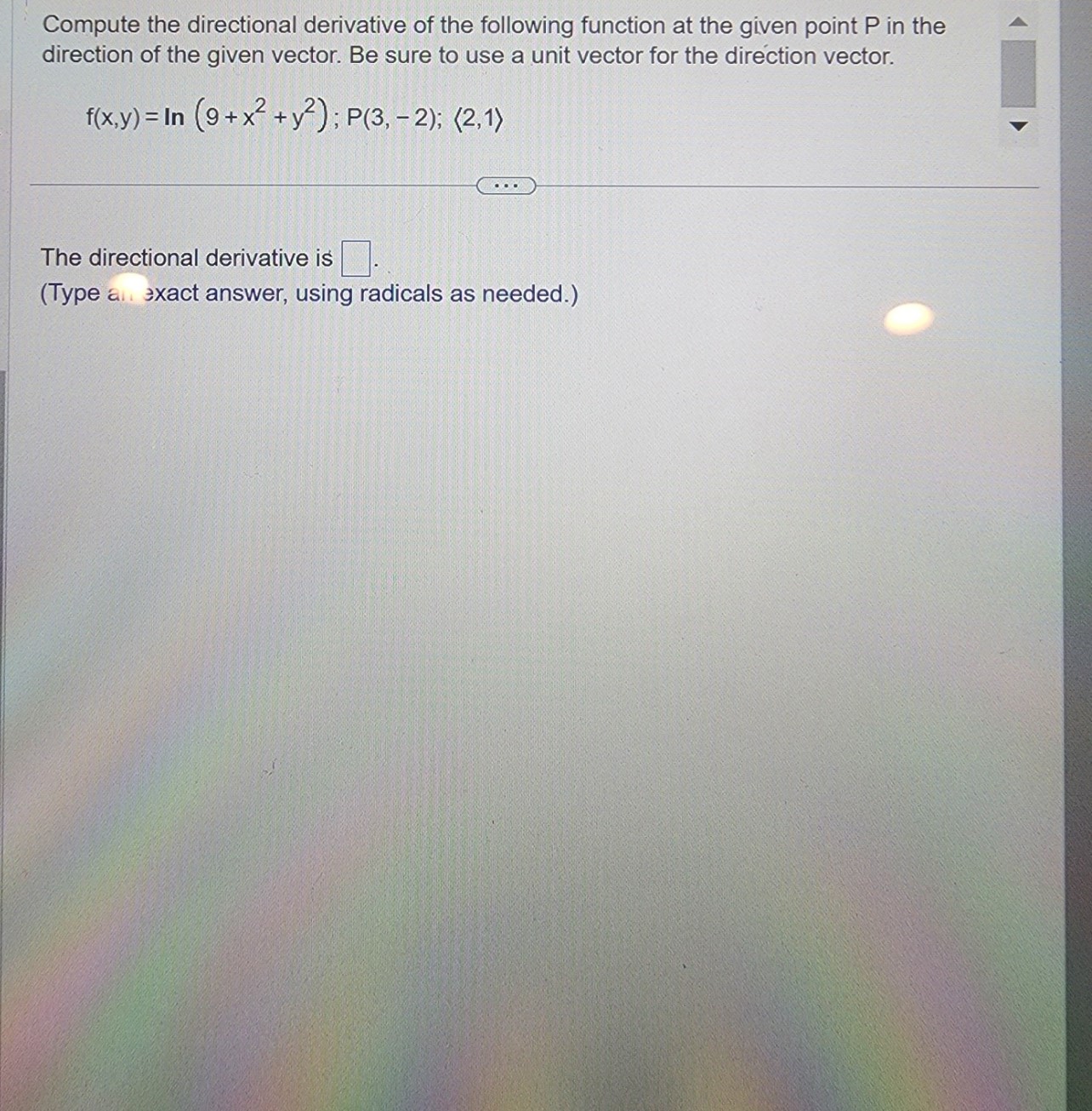 Solved Compute the directional derivative of the following | Chegg.com