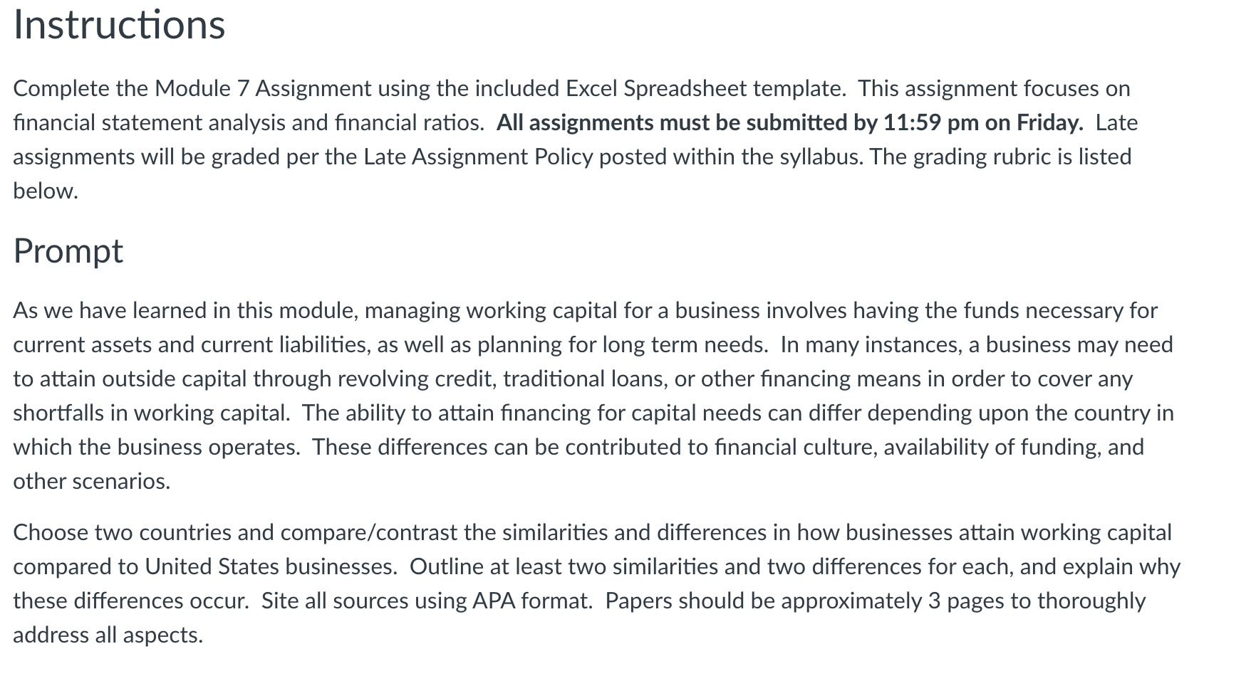 Solved Instructions Complete the Module 7 Assignment using | Chegg.com