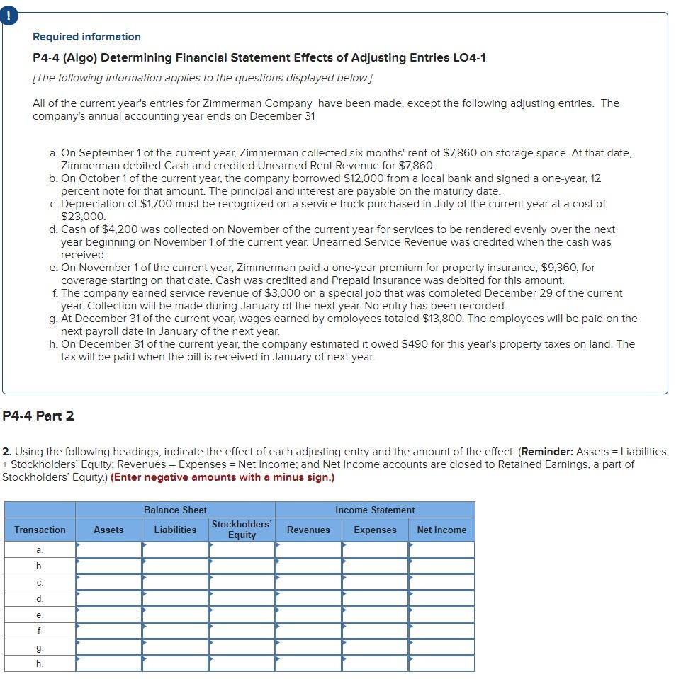 Solved Required information P4-4 (Algo) Determining | Chegg.com