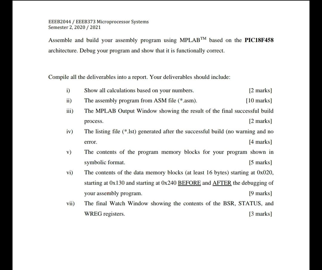 EEEB2044 / EEEB373 Microprocessor Systems Semester 2, | Chegg.com