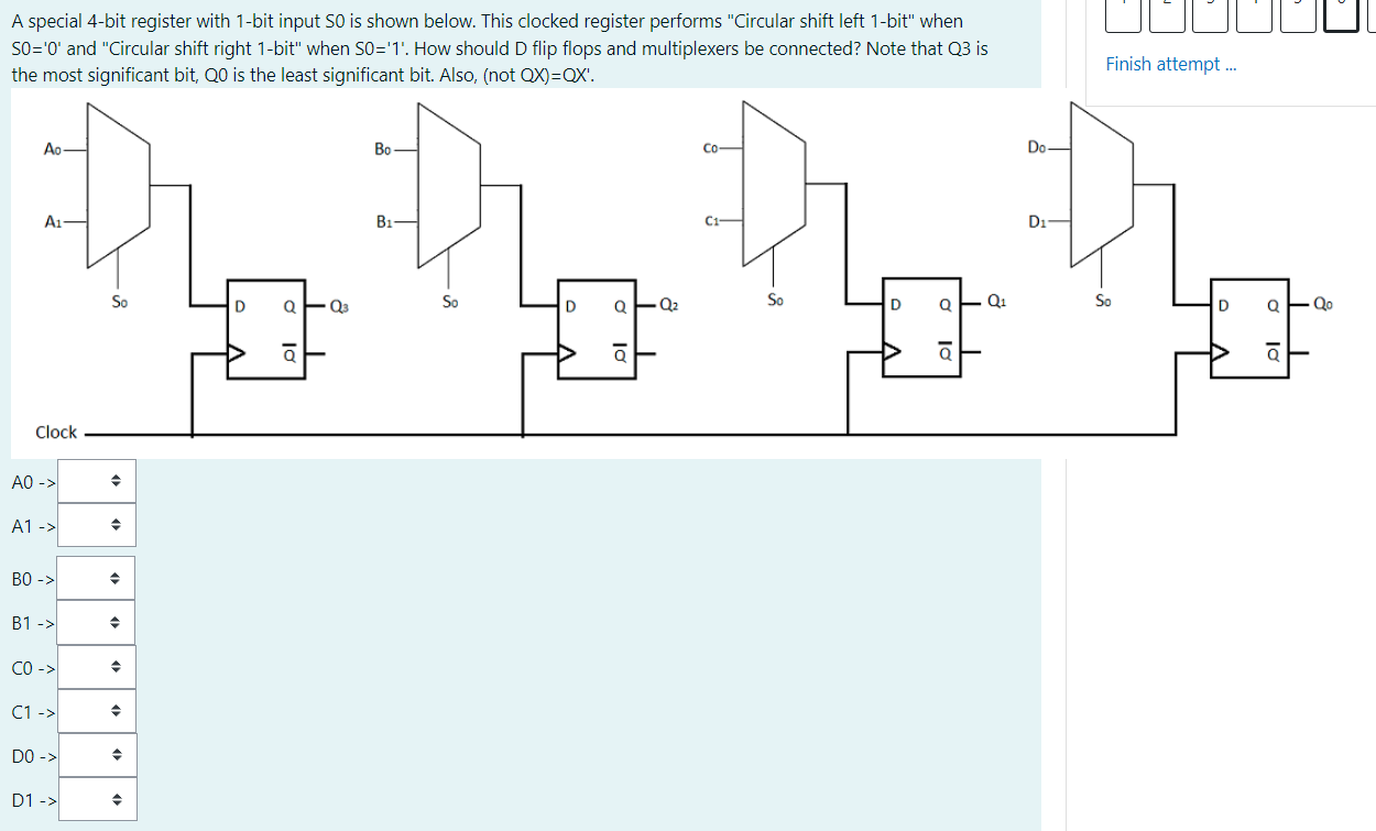 Solved A special 4-bit register with 1-bit input S0 is shown | Chegg.com