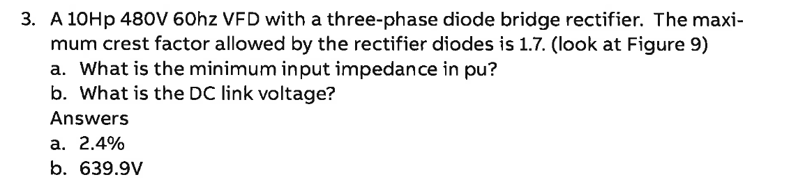 3. A 10Hp480 V60hz VFD with a three-phase diode | Chegg.com