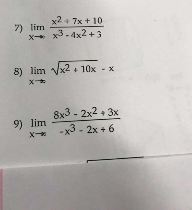 Solved Find the limit lim x rightarrow infinity x^2 + 7x + | Chegg.com