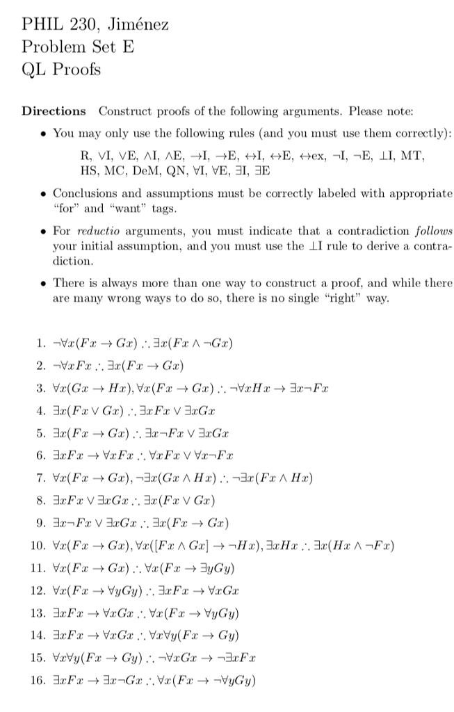 Solved Directions Construct proofs of the following | Chegg.com