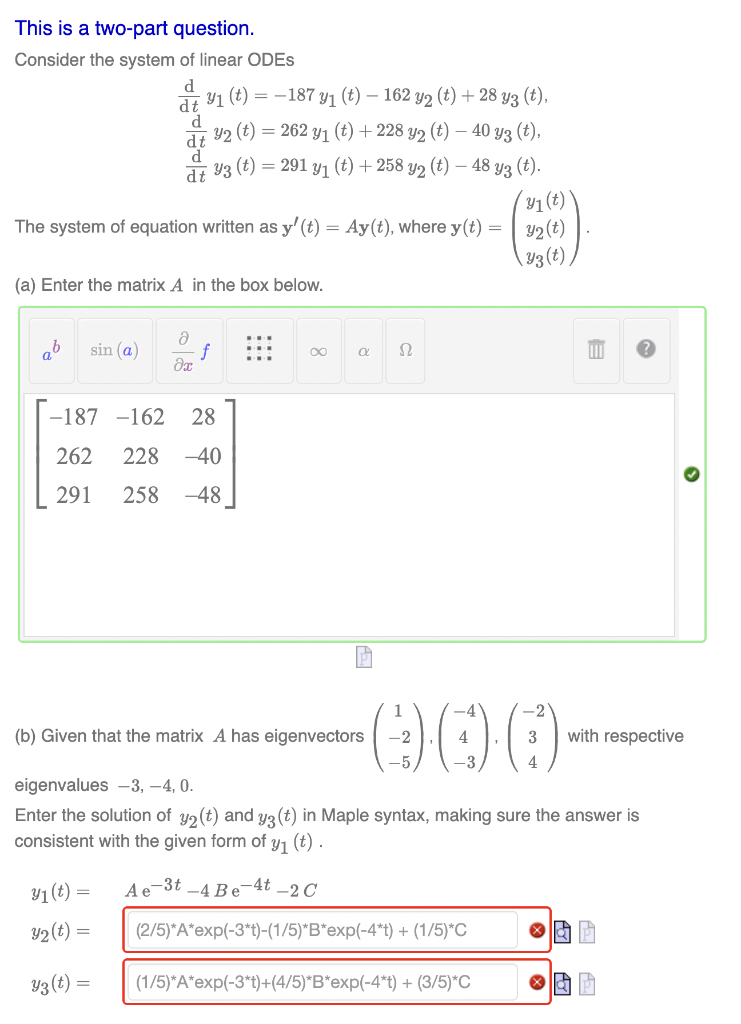 This is a two-part question. Consider the system of | Chegg.com