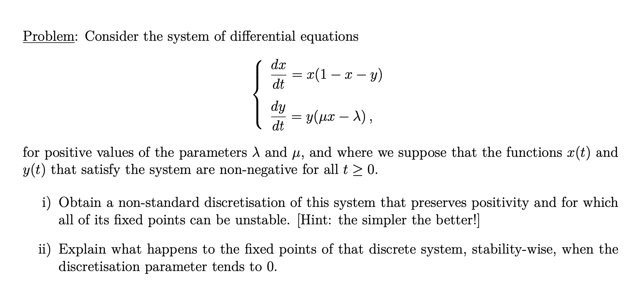 Solved Problem: Consider the system of differential | Chegg.com