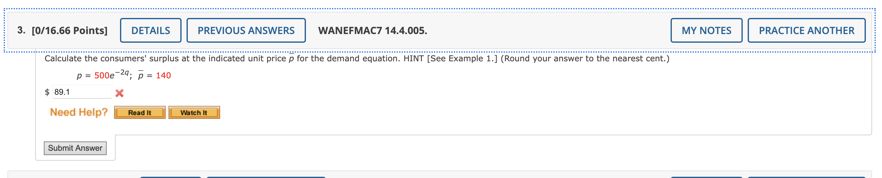 Solved 3. [0/16.66 Points] DETAILS PREVIOUS ANSWERS | Chegg.com