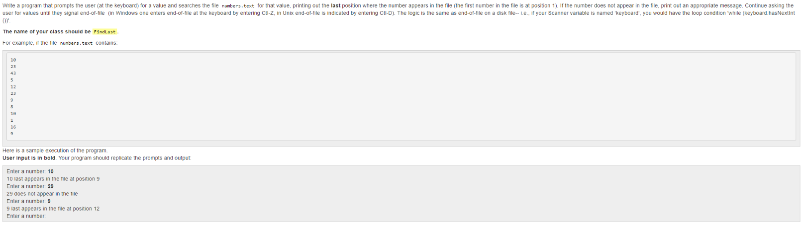 Solved Write a program that prompts the user (at the | Chegg.com