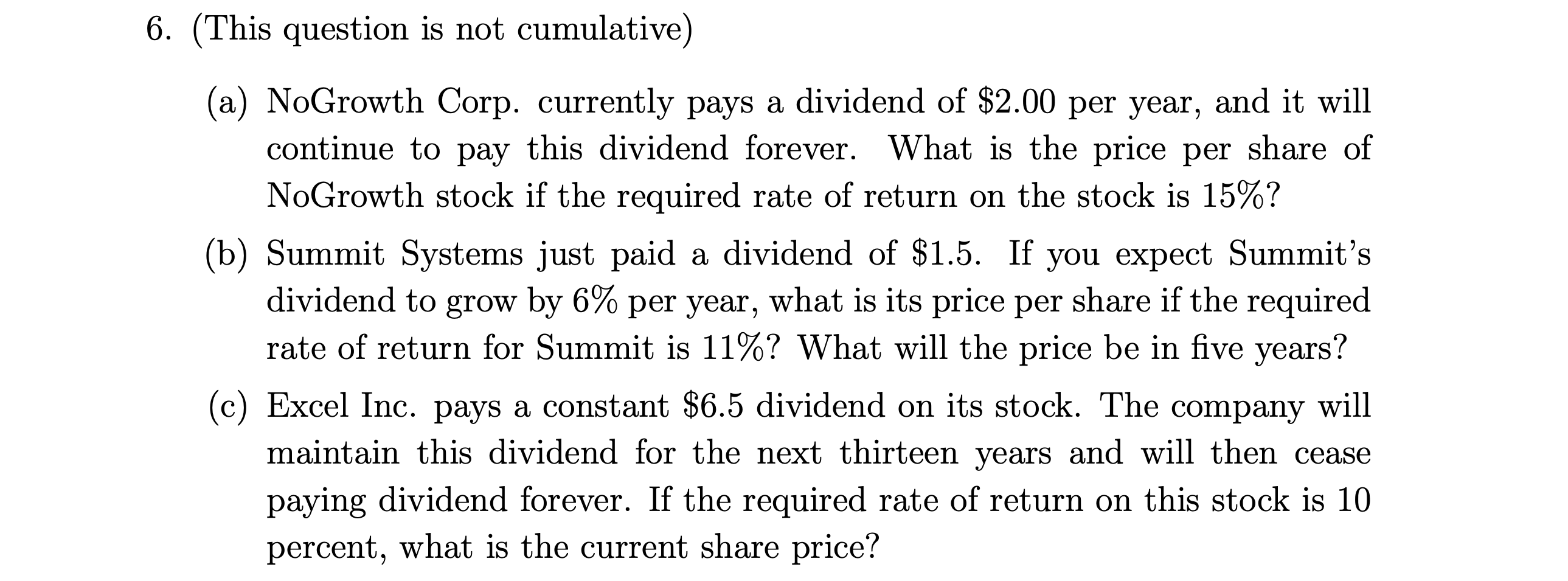 Solved 6. (This question is not cumulative) (a) NoGrowth | Chegg.com