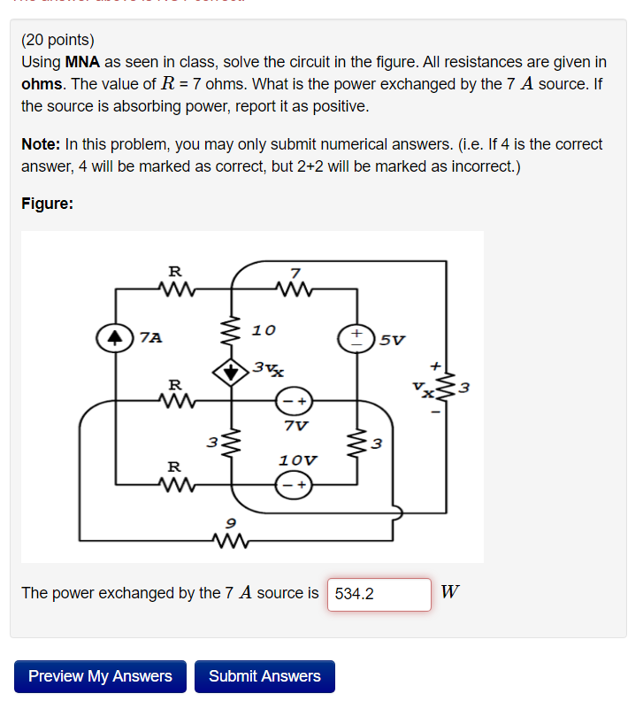 Solved (20 points) Using MNA as seen in class, solve the | Chegg.com