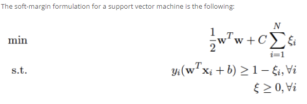 Solved The soft-margin formulation for a support vector | Chegg.com