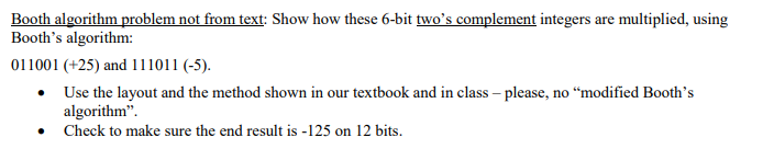 Solved Booth algorithm problem not from text: Show how these | Chegg.com