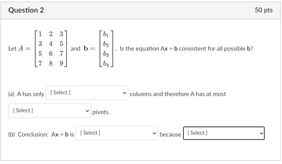 Solved Let A=[a1a2⋯an] be an m×n matrix. Which of the | Chegg.com