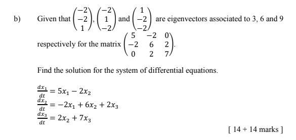 Solved b) Given that-2 1 and -2 are eigenvectors associated | Chegg.com