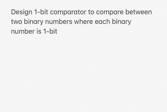 Solved Design 1-bit comparator to compare between two binary | Chegg.com