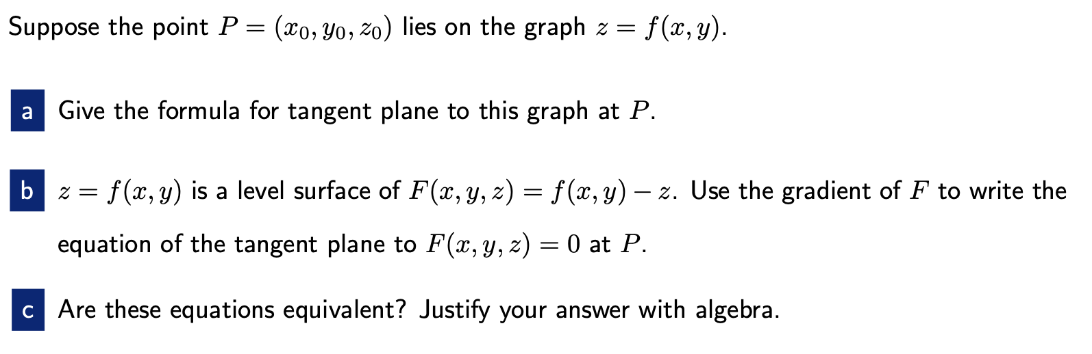 Solved Suppose the point P=(x0,y0,z0) lies on the graph | Chegg.com