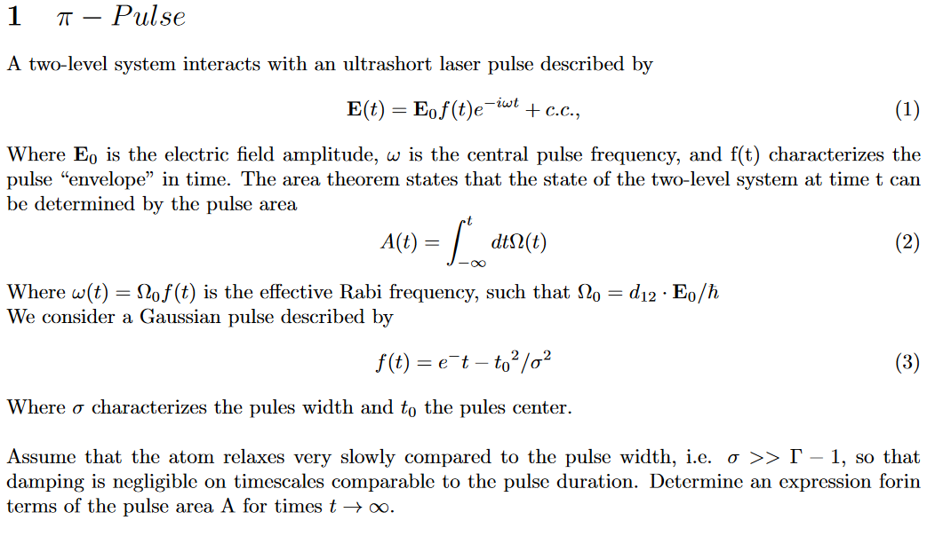 I should find a way to solve the two-level atom for a | Chegg.com