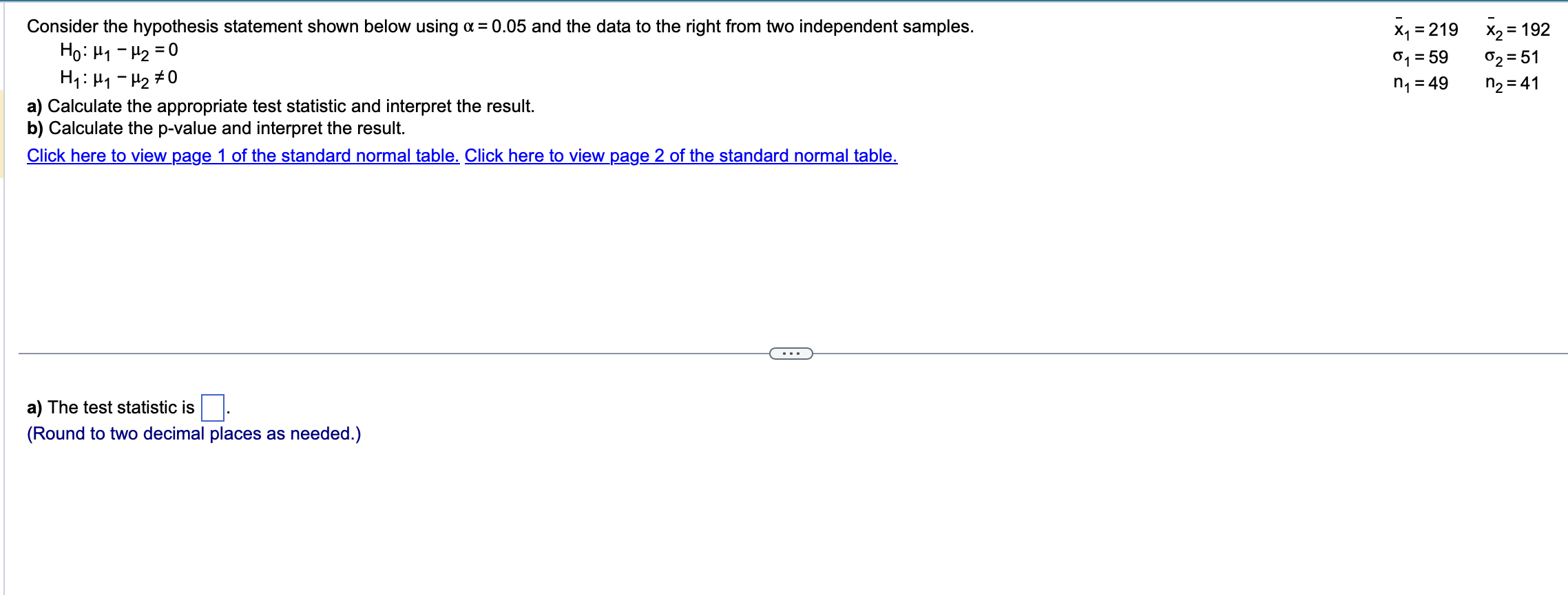 Solved Consider the hypothesis statement shown below using | Chegg.com