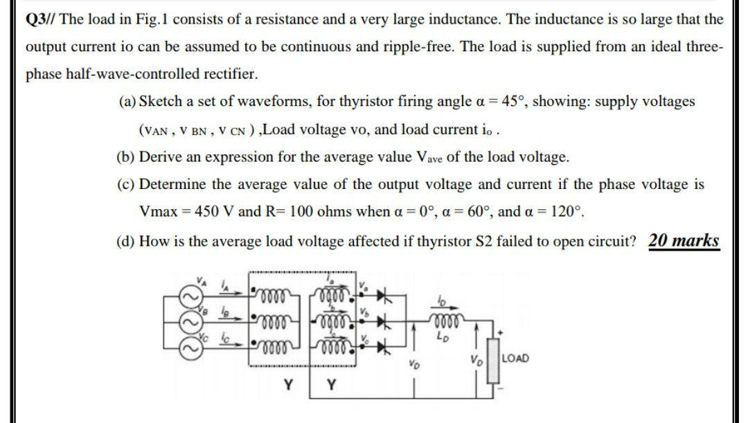 Solved Q3// The load in Fig. 1 consists of a resistance and | Chegg.com