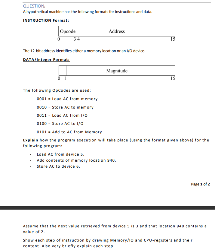 Solved QUESTION:A hypothetical machine has the following | Chegg.com