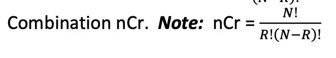 Solved Combination nCr. Note: nCr = N! R!(N-R)! | Chegg.com