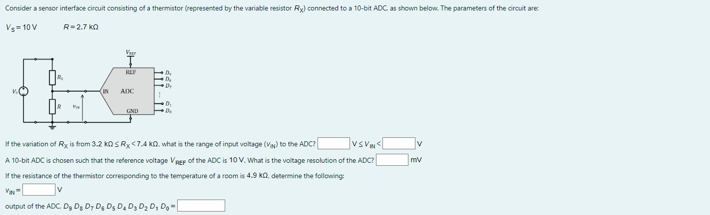 Solved VS=10 VR=2.7kΩ If the variation of RX is from | Chegg.com