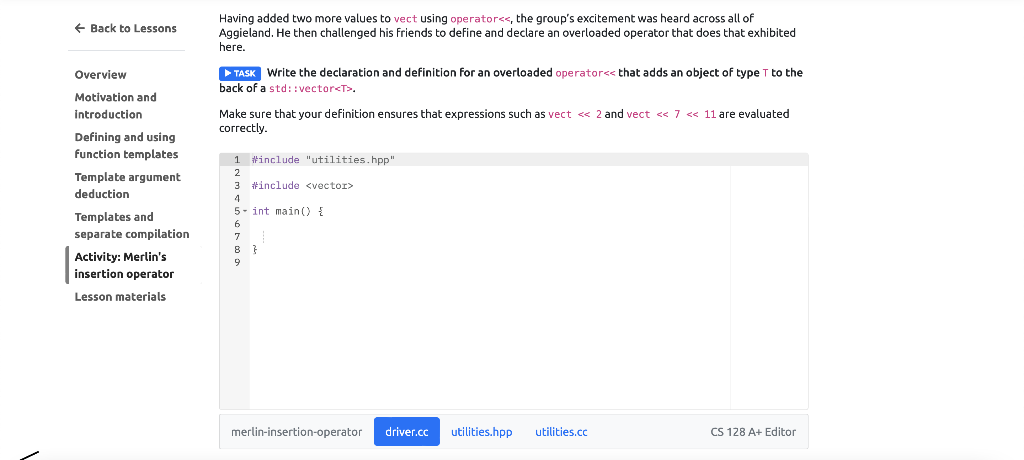 Solved Activity: Merlin's overloaded insertion operator 6 | Chegg.com