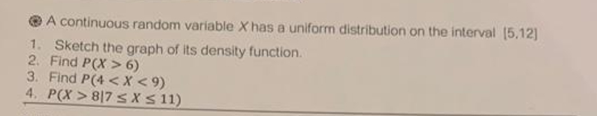 Solved A continuous random variable x ﻿has a uniform | Chegg.com