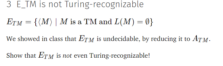 3 E_TM is not Turing-recognizable ETM = {(M) | M is a | Chegg.com