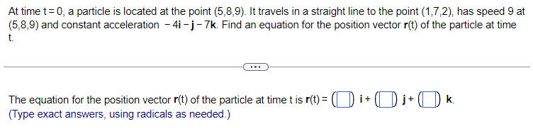 Solved At time t=0, a particle is located at the point | Chegg.com