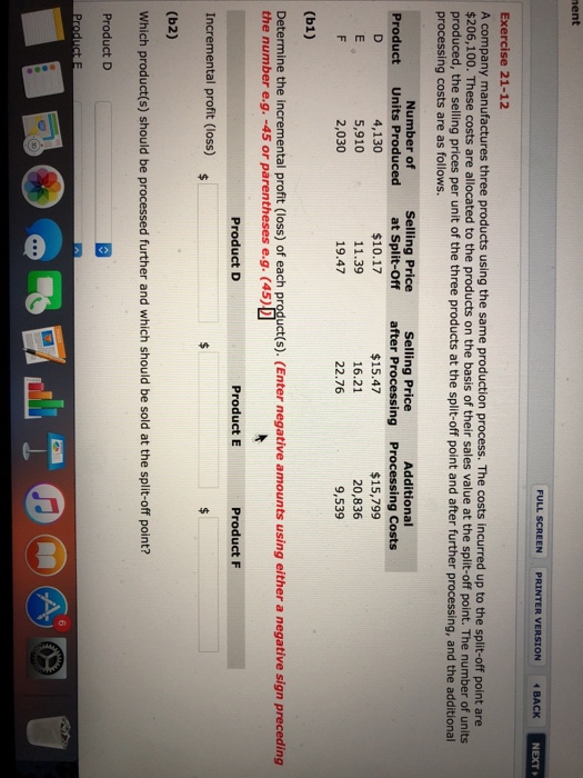 Solved ent FULL SCREEN PRINTER VERSION BACK NEXT Exercise | Chegg.com