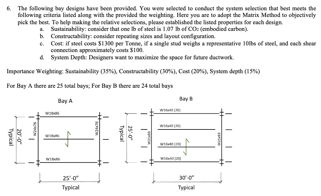 6. The following bay designs have been provided. You | Chegg.com