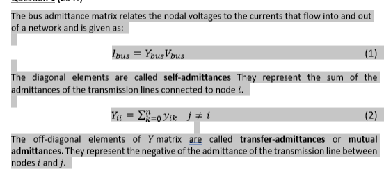 Solved PART 1 1.1 Description of the Power System The power | Chegg.com