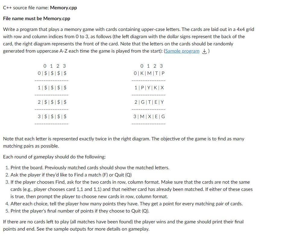 Solved I need help fixing this C++ Memory code. My code is | Chegg.com