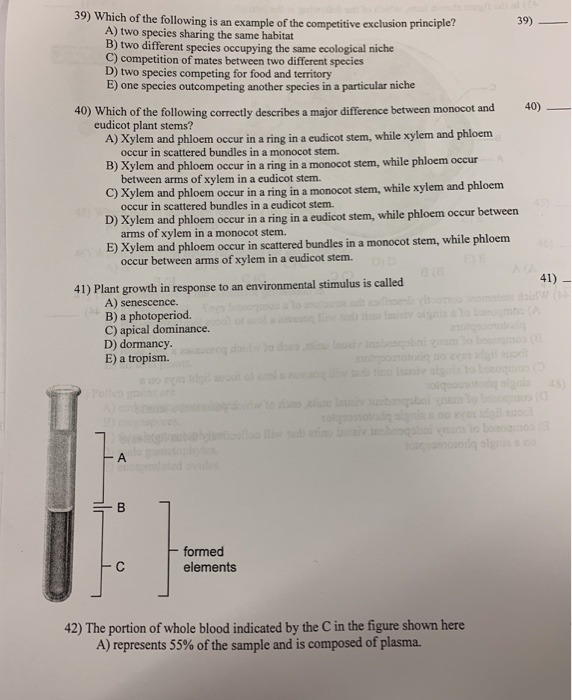 Solved 39) Which of the following is an example of the c | Chegg.com