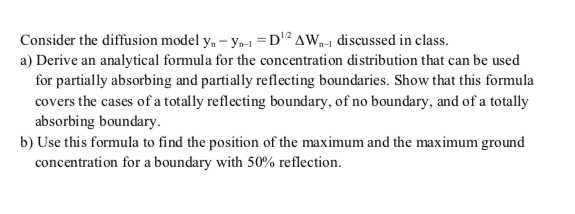 Consider the diffusion model y -yD AW- discussed in | Chegg.com