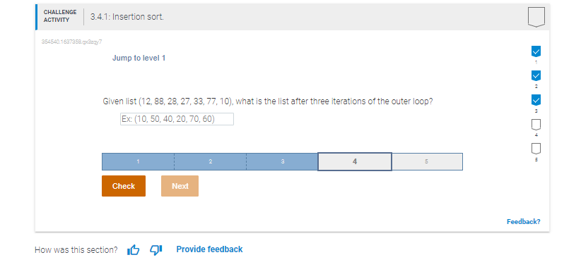 Solved CHALLENGE ACTIVITY 3.4.1: Insertion sort | Chegg.com