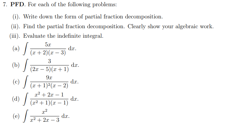 Solved 7. PFD. For each of the following problems: (i). | Chegg.com