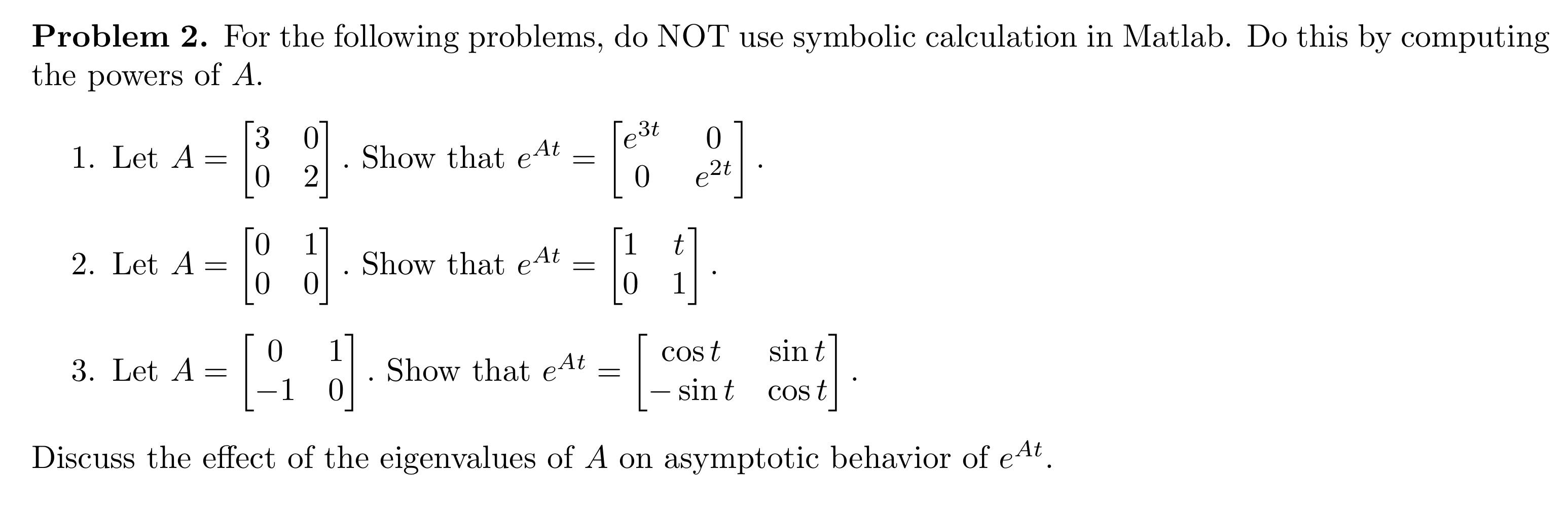 Solved Problem 2. For the following problems, do NOT use | Chegg.com
