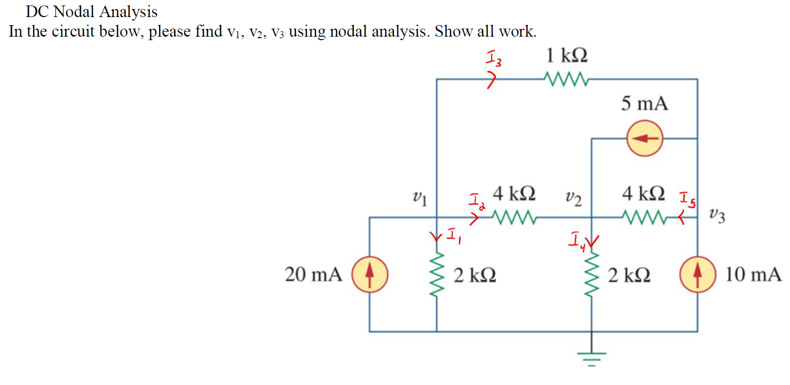 Solved DC Nodal Analysis In the circuit below, please find | Chegg.com
