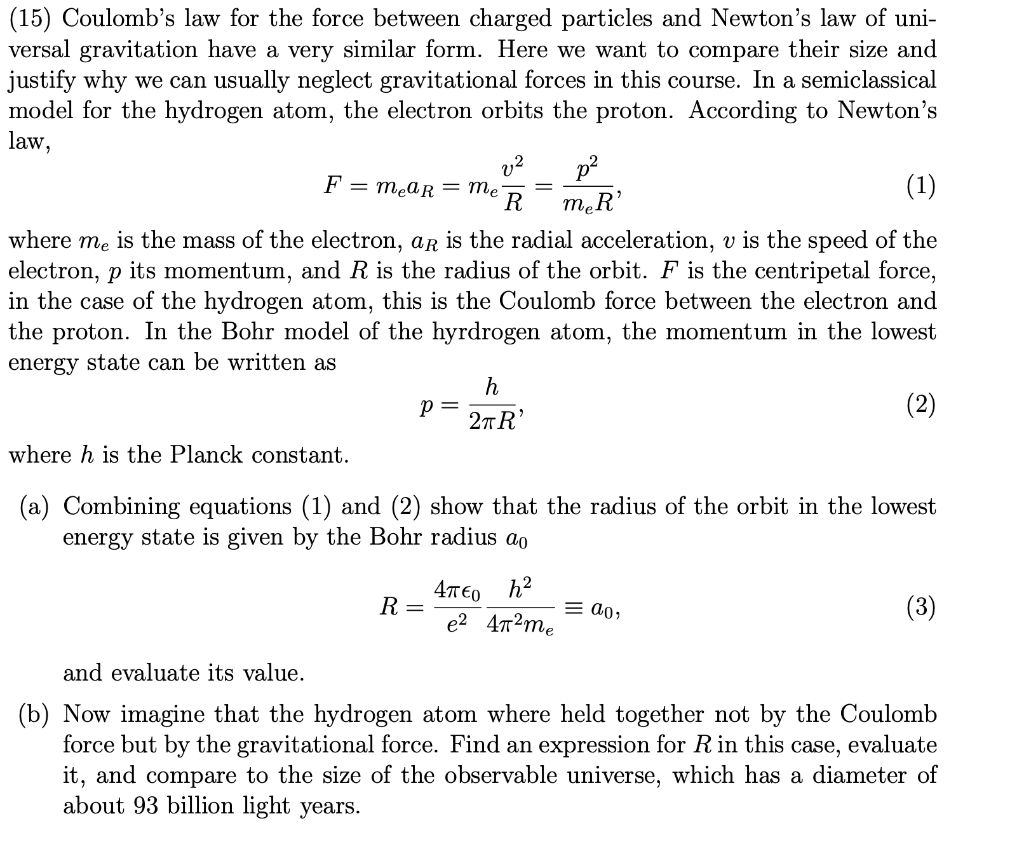Solved (15) Coulomb's law for the force between charged | Chegg.com