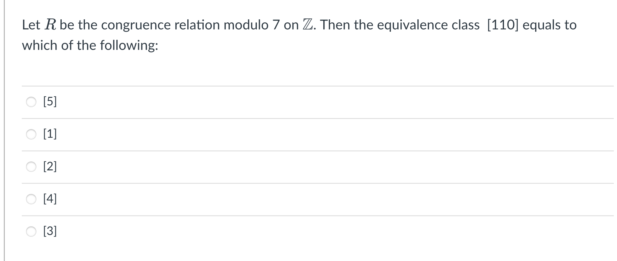 Solved Let R be the congruence relation modulo 7 on Z. Then | Chegg.com