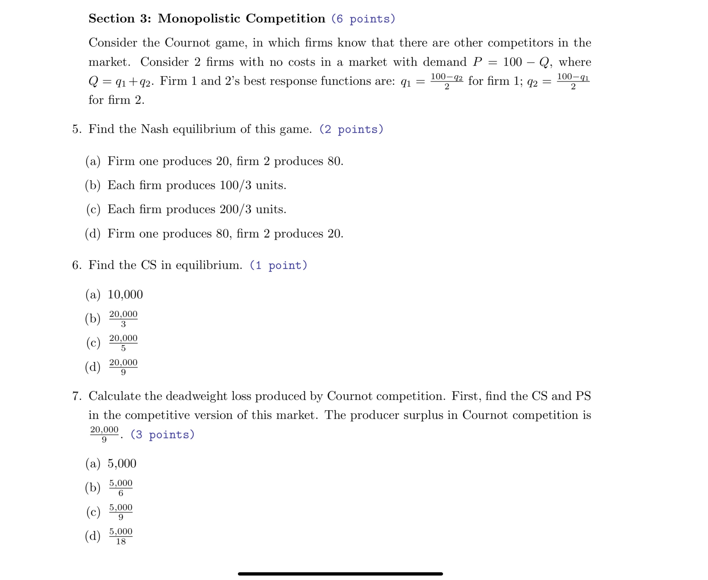 Solved Section 3: Monopolistic Competition (6 | Chegg.com
